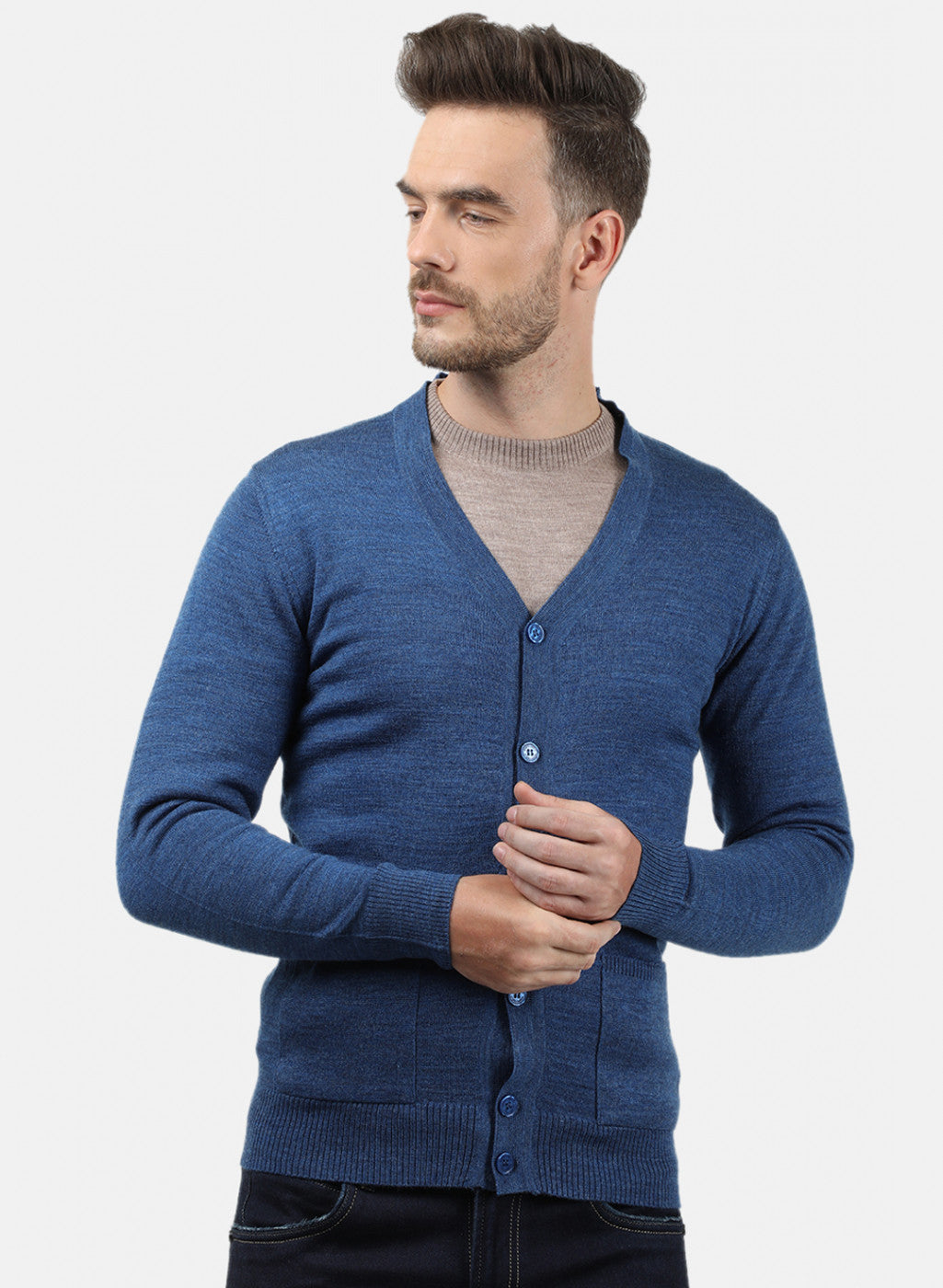 Buy Men Blue Solid Cardigan Online in India - Monte Carlo