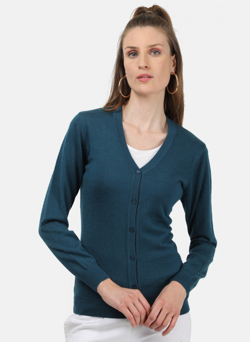 Buy Women Teal Blue Solid Cardigan Online in India - Monte Carlo