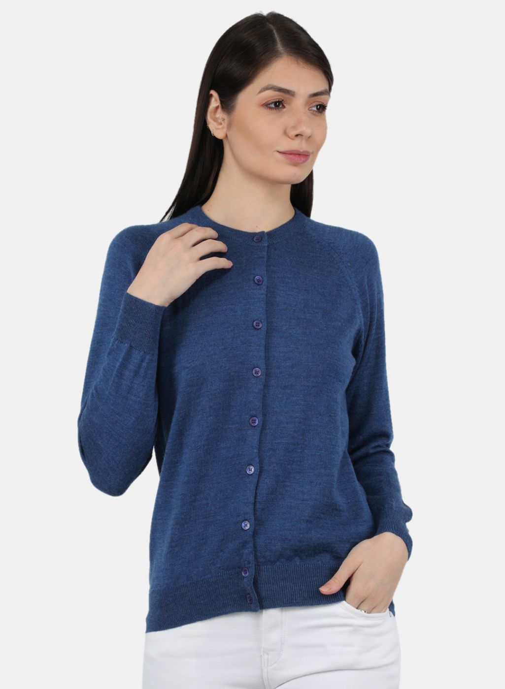 Buy Women Blue Solid Cardigan Online in India - Monte Carlo