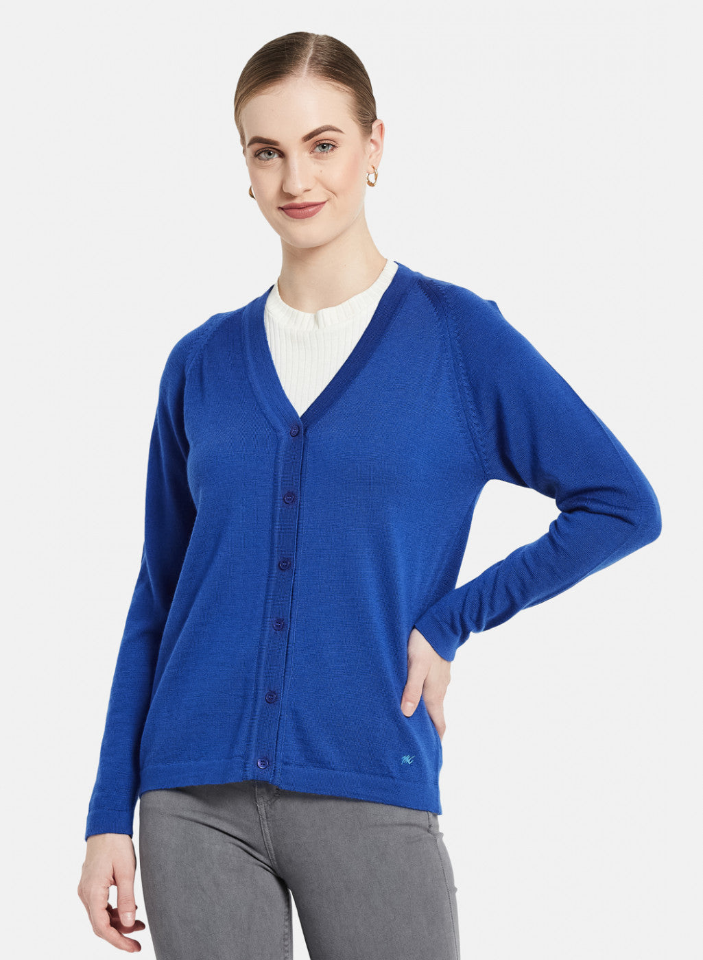 Buy Women Blue Solid Cardigan Online in India - Monte Carlo