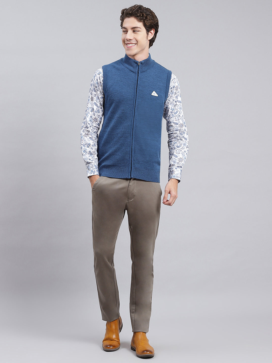 Buy Men Blue Solid Wool blend Sweater Online in India - Monte Carlo