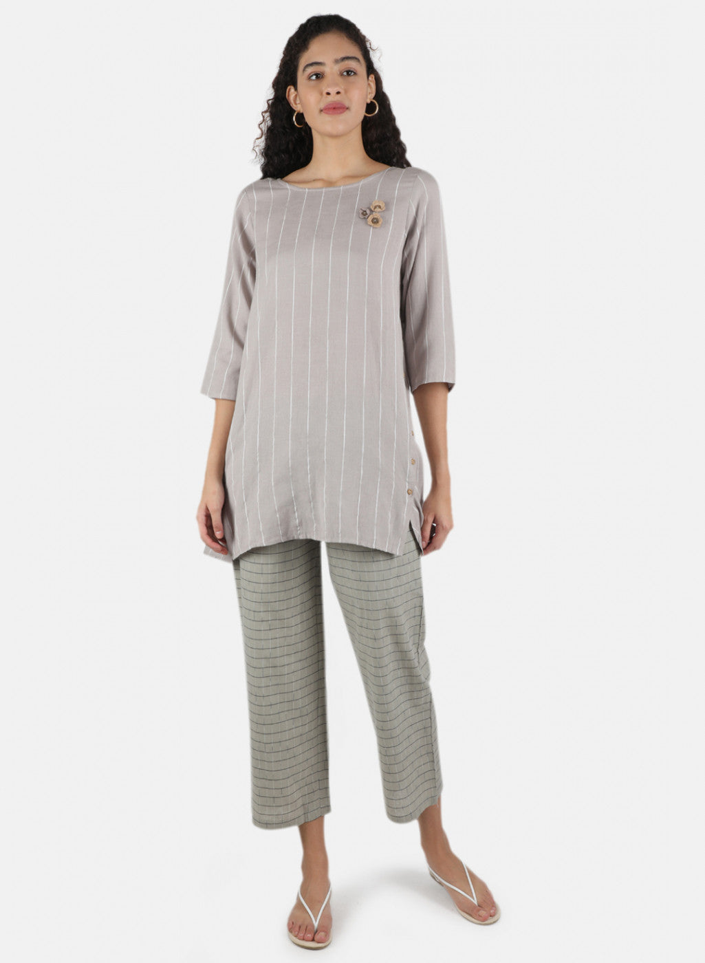 Buy Women Beige Plain Coordinate Set Online In India Monte Carlo