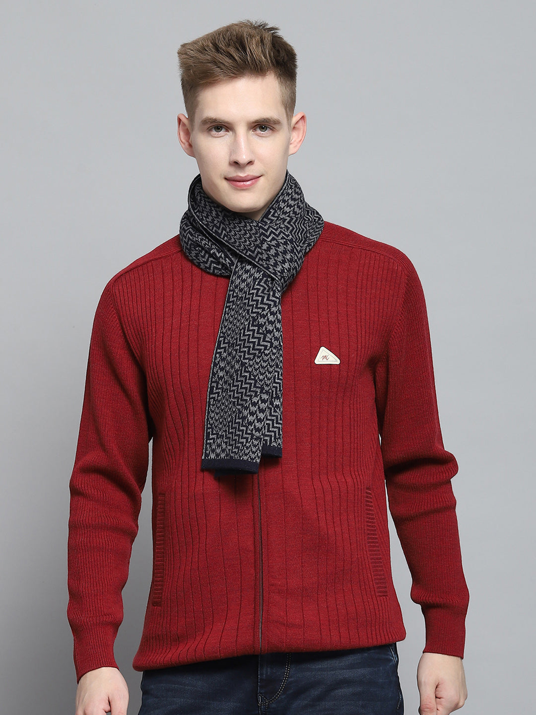 Buy Men Navy Blue Self Design Muffler Online in India - Monte Carlo