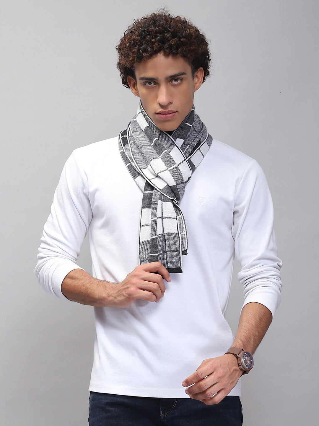 Buy Men Grey Self Design Muffler Online in India - Monte Carlo