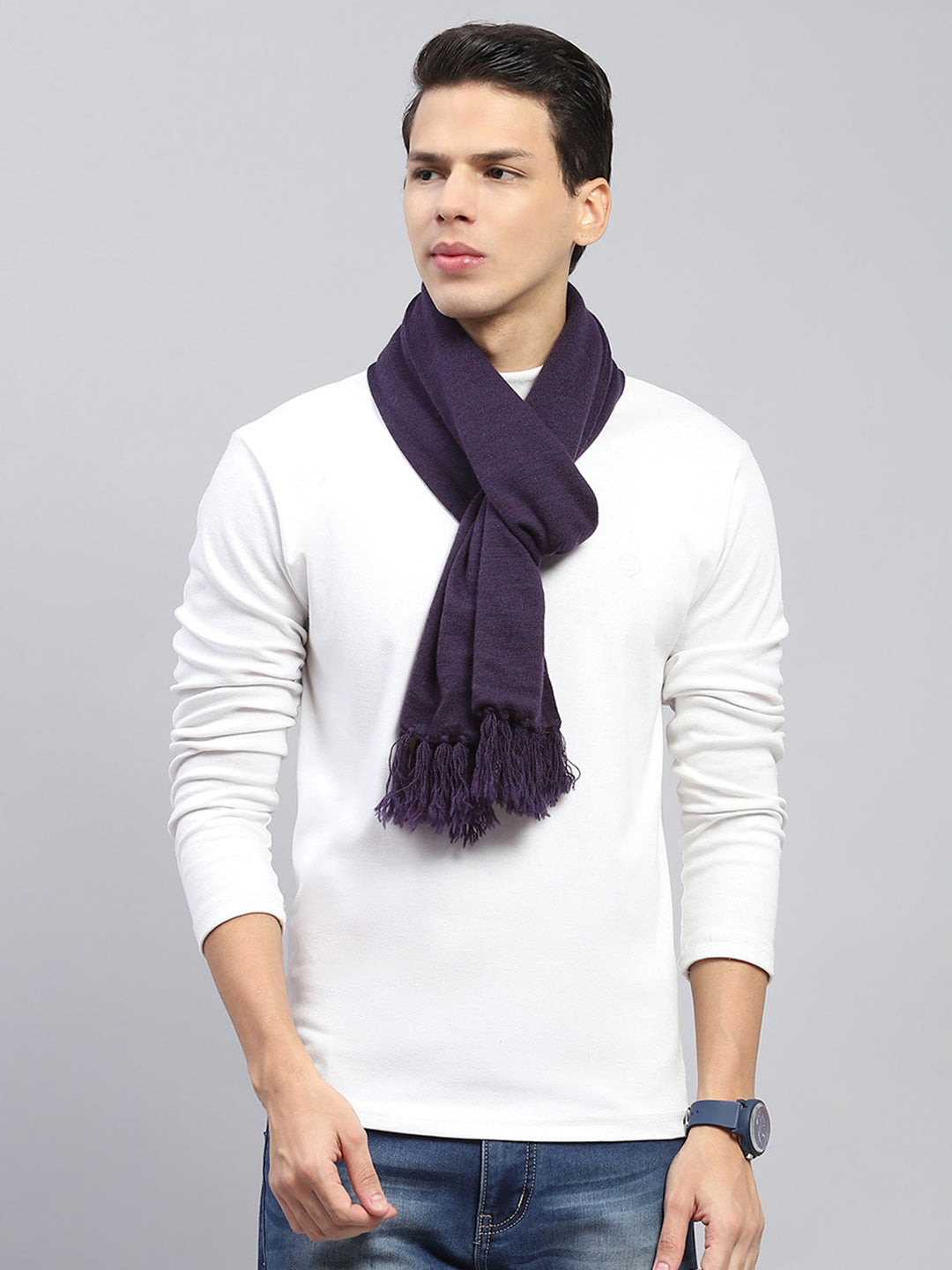 Buy Men Navy Blue Solid Muffler Online in India - Monte Carlo