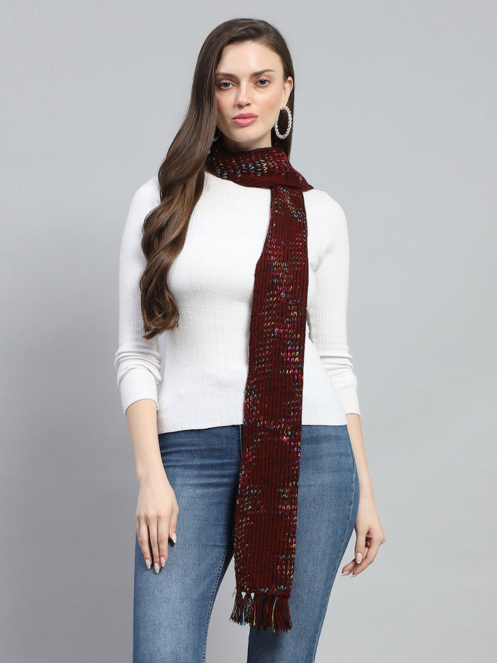 Buy Women Maroon Self Design Muffler Online in India - Monte Carlo