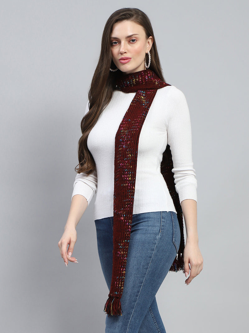 Buy Women Maroon Self Design Muffler Online in India - Monte Carlo