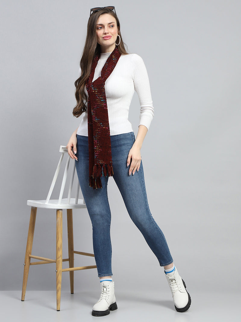 Buy Women Maroon Self Design Muffler Online in India - Monte Carlo