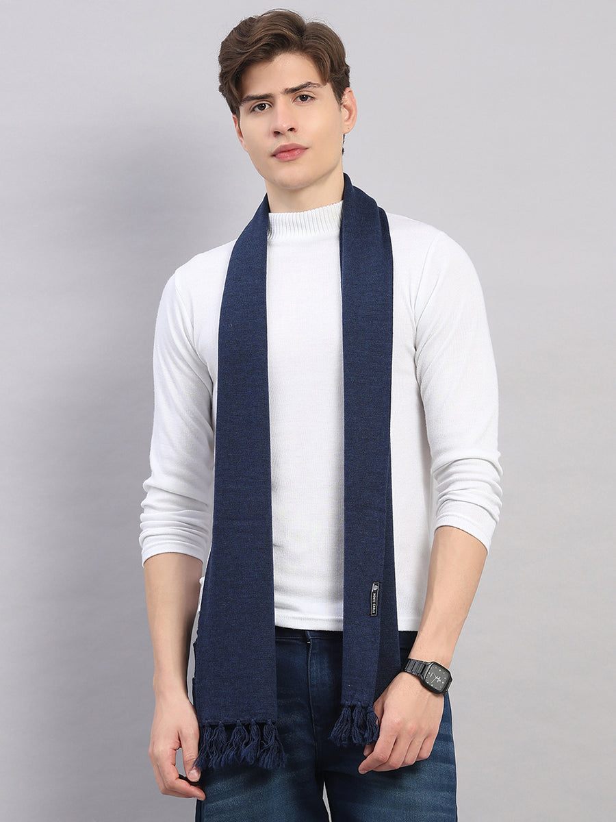 Buy Men Navy Blue Solid Pure Wool Muffler Online in India - Monte Carlo