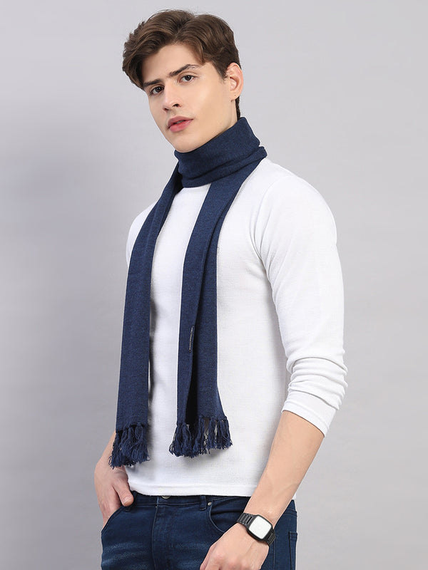 Buy Men Navy Blue Solid Pure Wool Muffler Online in India - Monte Carlo