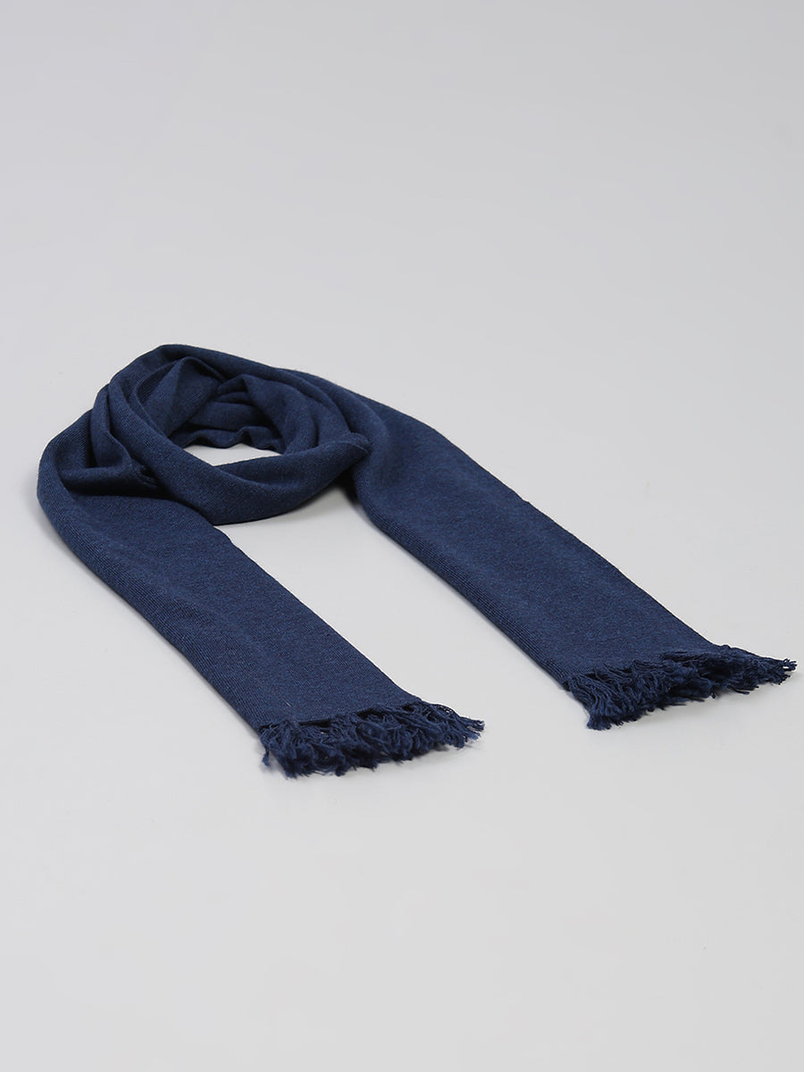 Buy Men Navy Blue Solid Pure Wool Muffler Online in India - Monte Carlo