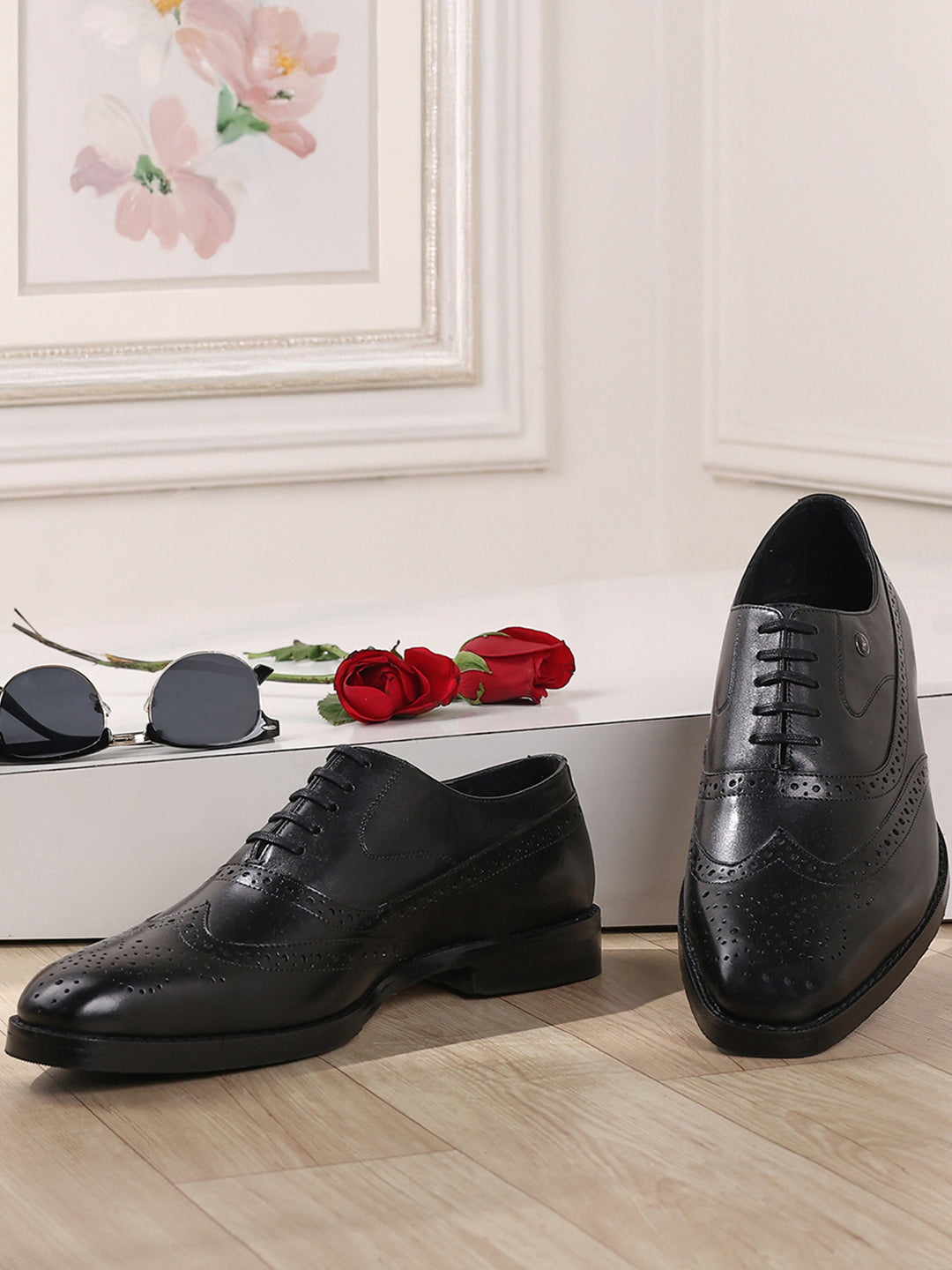 Buy Men Black Lace Up Leather Formal Brogues Online in India - Monte Carlo
