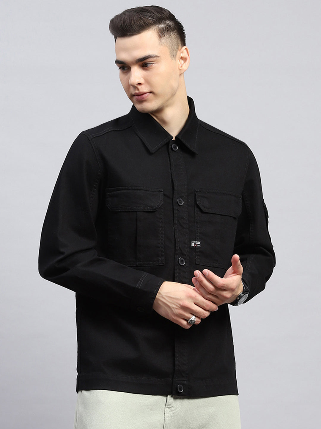 Buy Men Black Solid Collar Full Sleeve Jacket Online in India - Monte Carlo