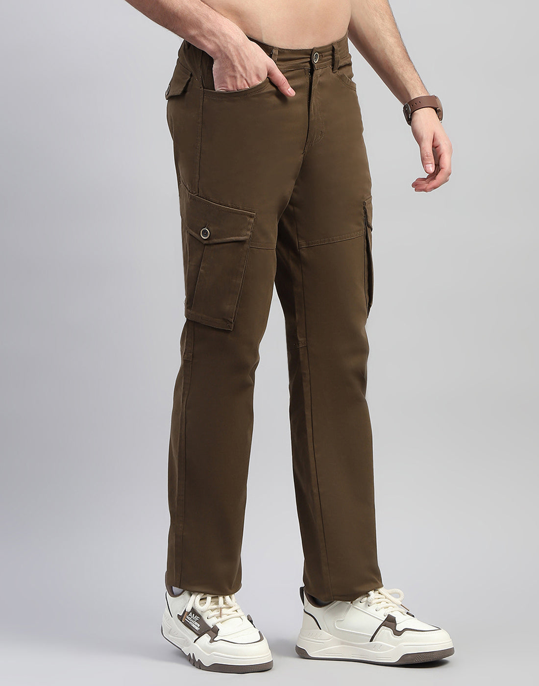 Buy Men Brown Solid Regular Fit Cargo Online in India - Rock.it