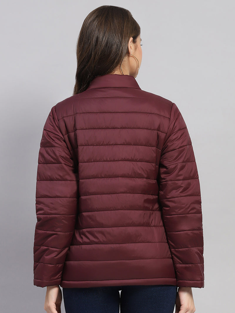 Buy Women Rust Solid Mock Neck Full Sleeve Jacket Online in India ...