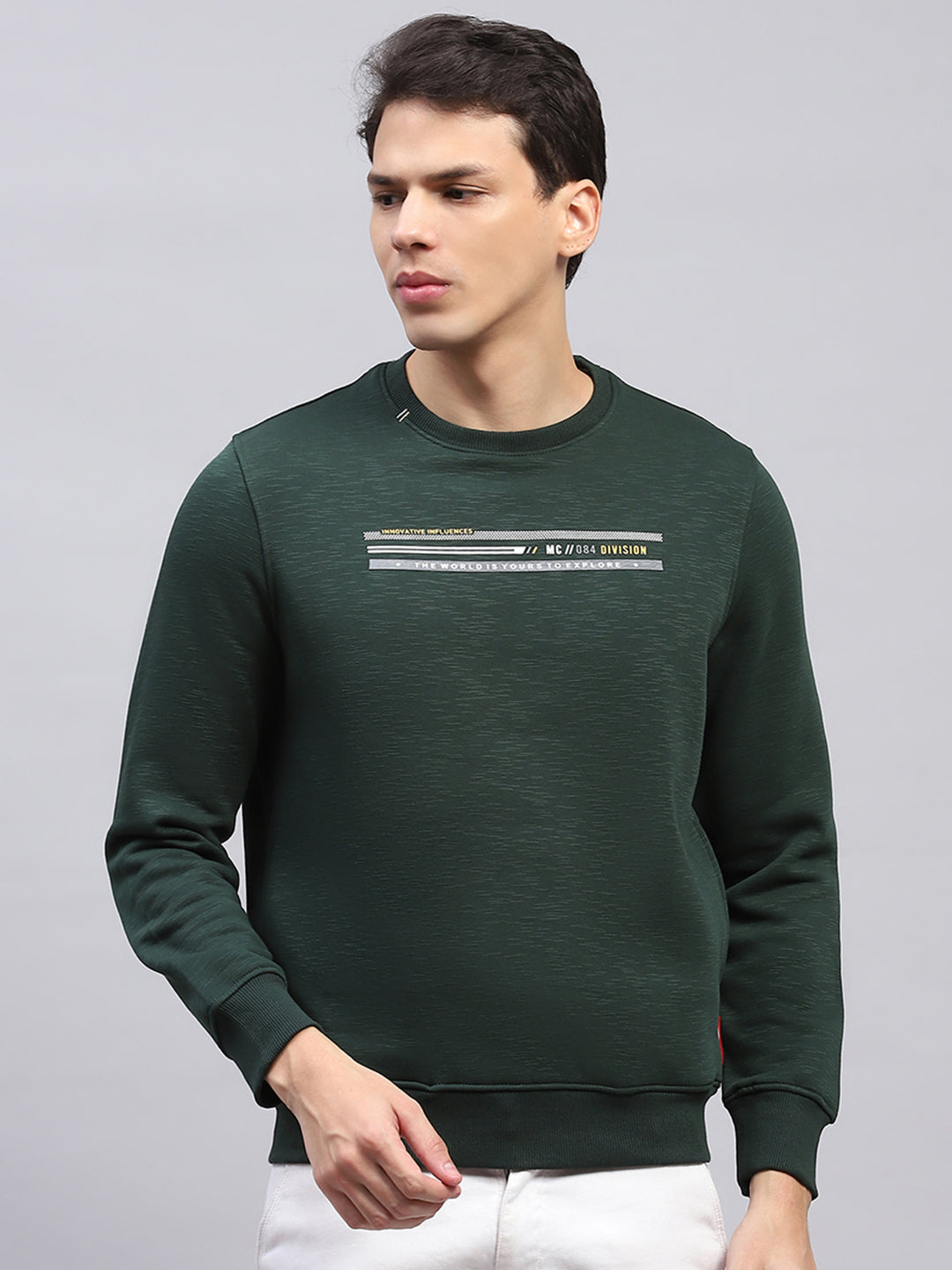 Buy Men Green Printed Round Neck Full Sleeve Sweatshirt Online in India ...