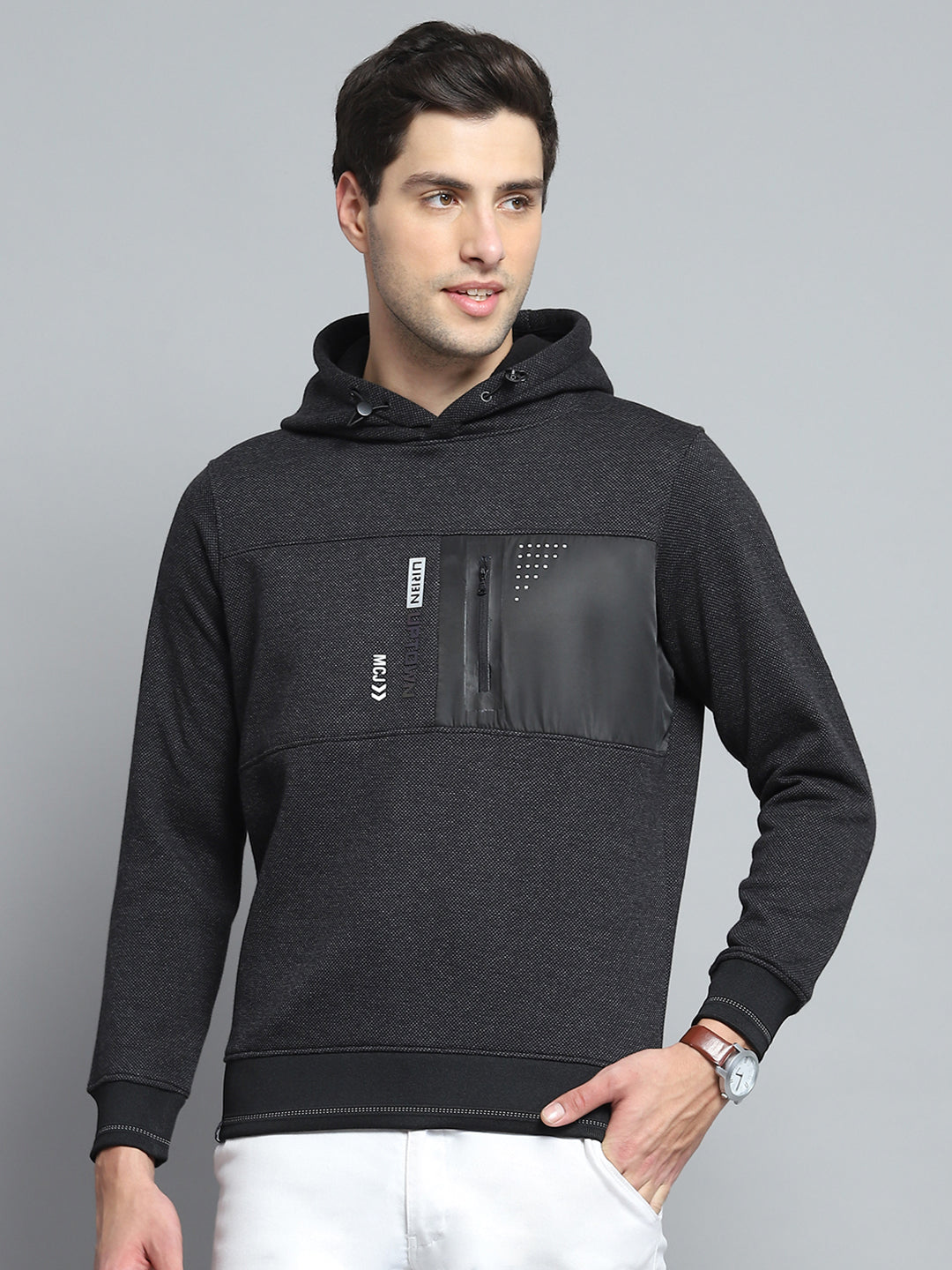 Buy Men Black Printed Hooded Full Sleeve Sweatshirt Online in India ...