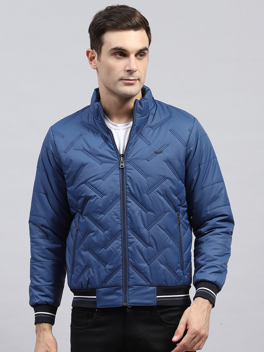 Buy Men Blue Solid Detachable Hood Full Sleeve Jacket Online in India ...