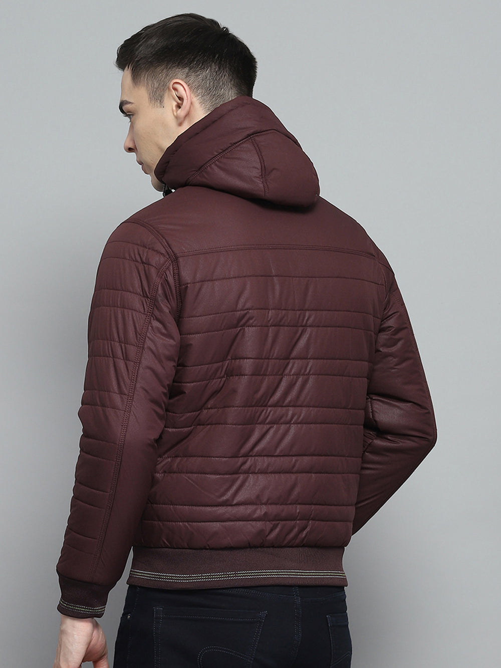 Buy Men Maroon Solid Hooded Full Sleeve Jacket Online in India - Monte ...