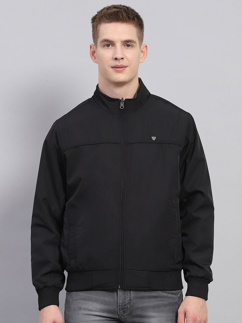 Buy Men Black Solid Mock Neck Full Sleeve Jacket Online in India ...