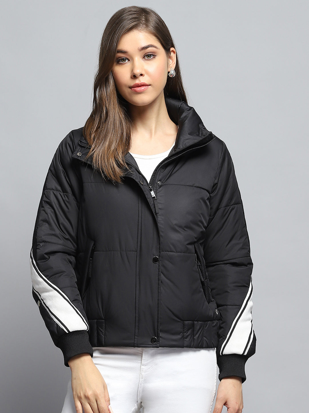 Buy Women Black Solid Collar Full Sleeve Jacket Online in India - Monte ...