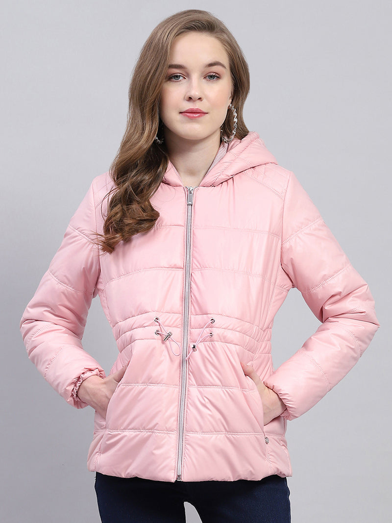 Buy Women Pink Solid Hooded Full Sleeve Jacket Online in India - Monte ...