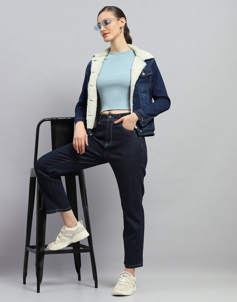 Buy Women Dark Blue Solid Straight Fit Denim Online in India - Monte Carlo