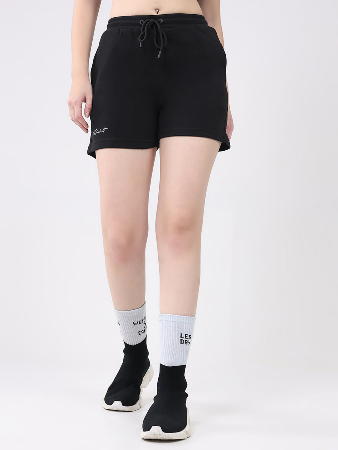Buy Rock.it Women Black Solid Regular Fit Shorts Online in India ...
