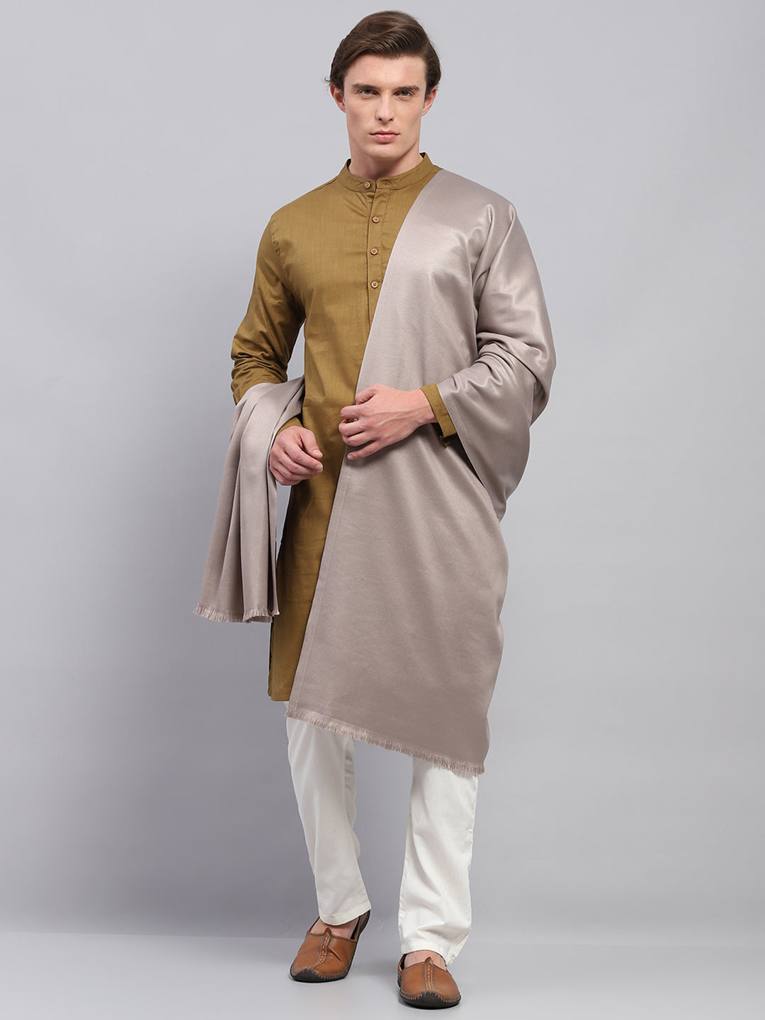 Buy Men Grey Solid Lohi Shawl Online in India - Monte Carlo