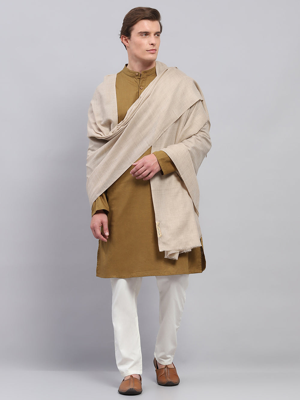 Buy Men Beige Solid Lohi Shawl Online in India - Monte Carlo