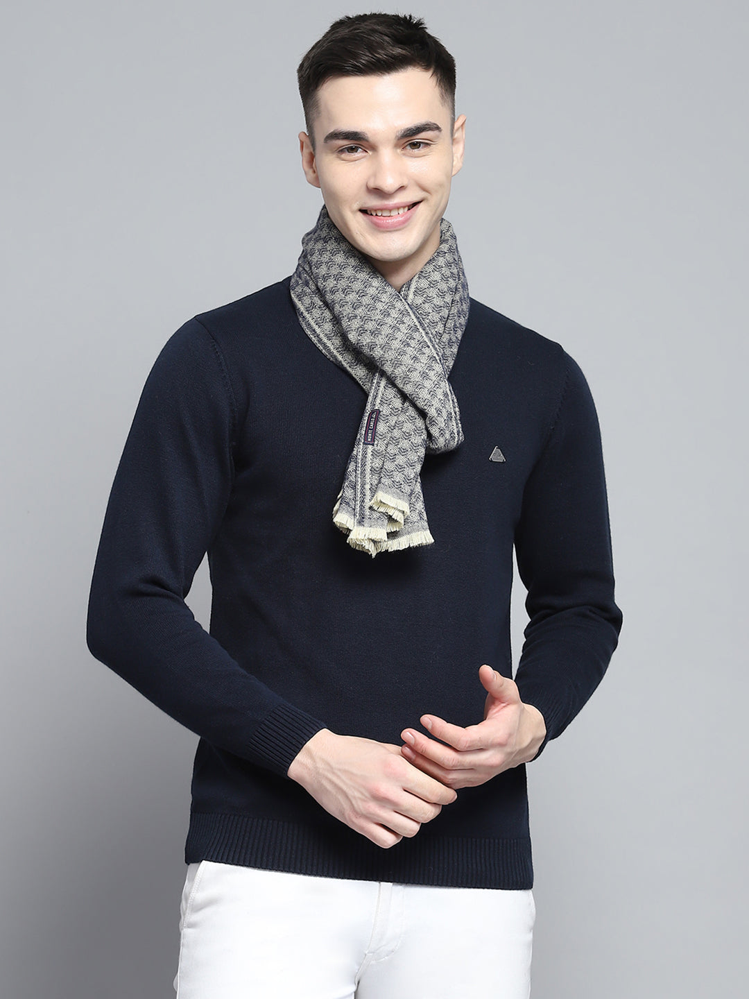 Buy Men Grey Self Design Muffler Online in India - Monte Carlo