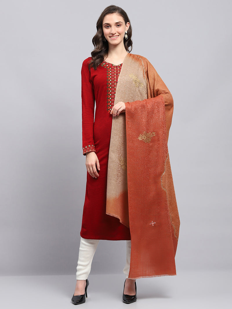 Buy Women Rust Self Design Shawl Online in India - Monte Carlo