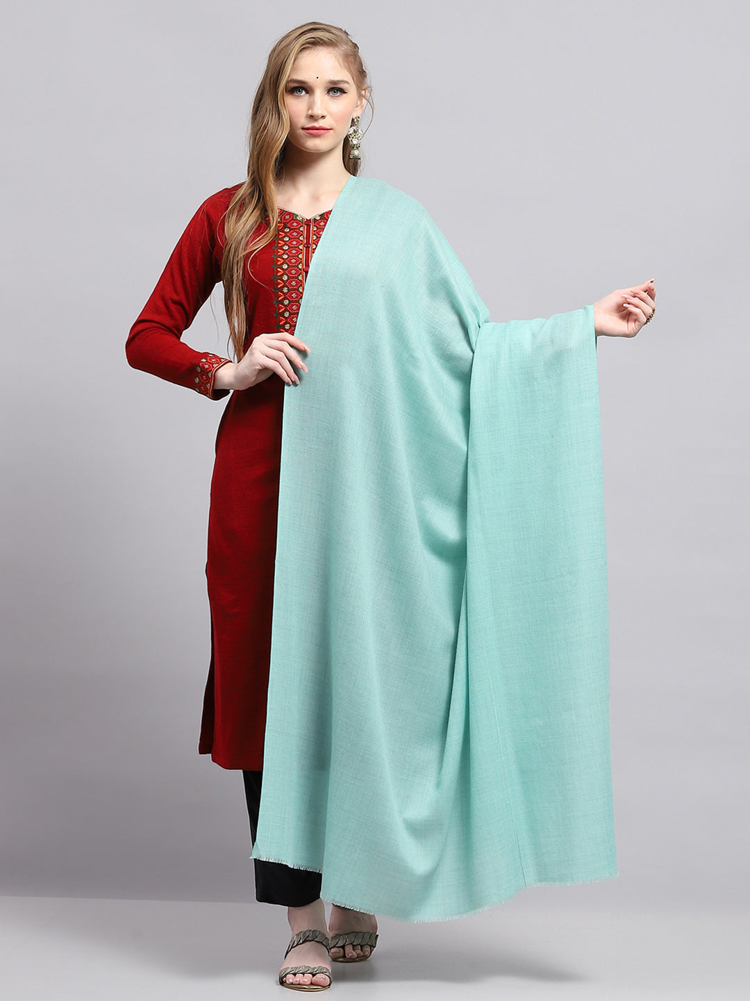 Buy Women Sea Green Solid Shawl Online in India - Monte Carlo