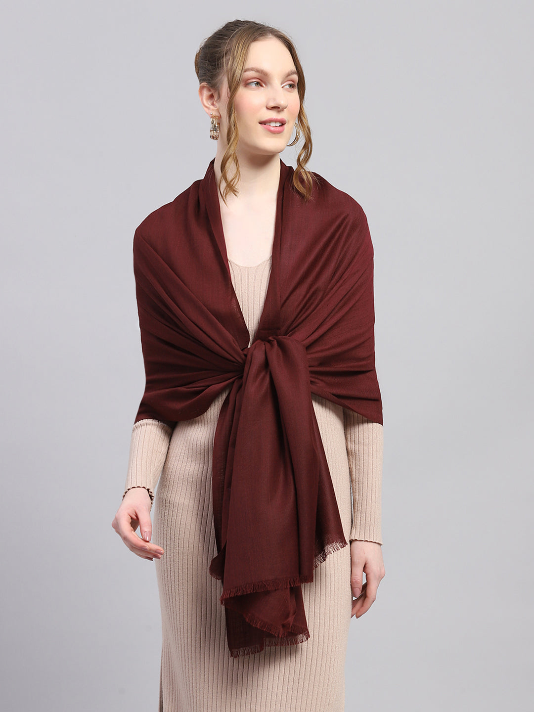 Buy Women Maroon Solid Stole Online in India - Monte Carlo