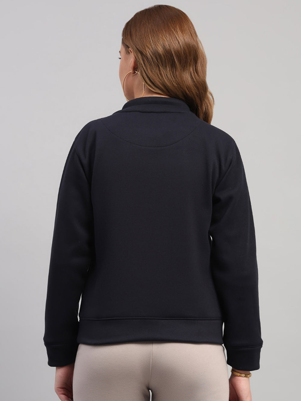 Buy Women Navy Blue Printed Turtle Neck Full Sleeve Sweatshirt Online ...