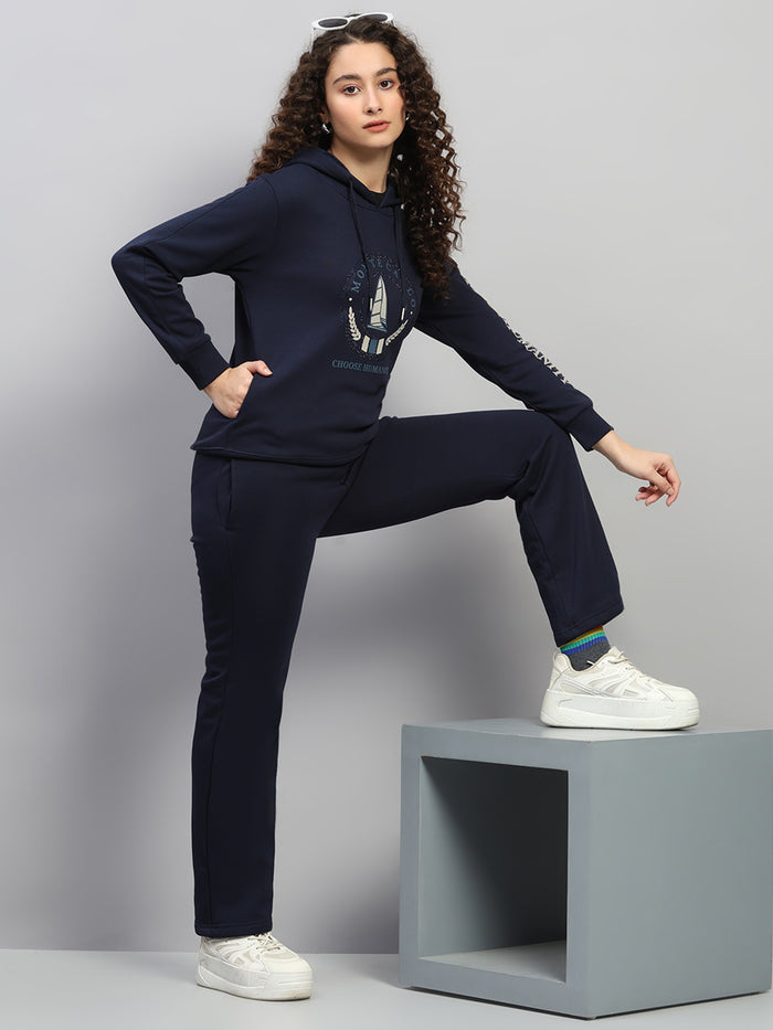 Buy Women Navy Blue Printed Hooded Full Sleeve Cords Set Online in ...