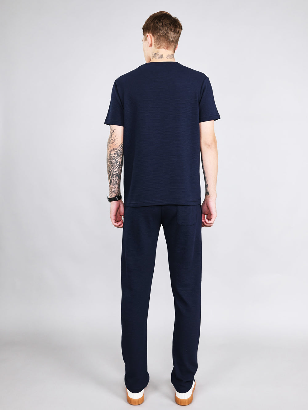 Buy Rock.it Men Navy Blue Solid Round Neck Half Sleeve Cords Set Online ...