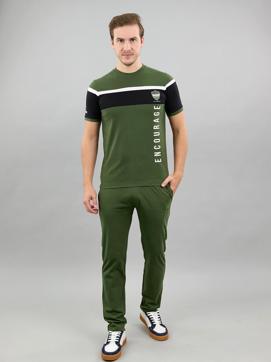 Buy Men Green Solid Round Neck Half Sleeve Lower Set Online in India ...