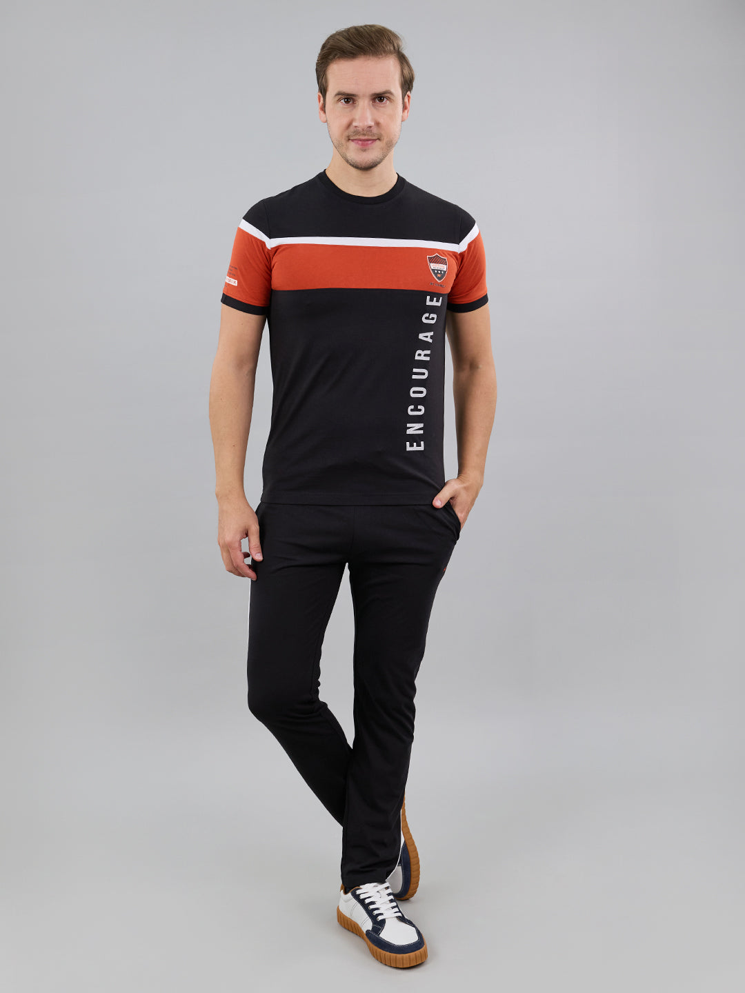 Buy Men Black Solid Round Neck Half Sleeve Lower Set Online in India ...