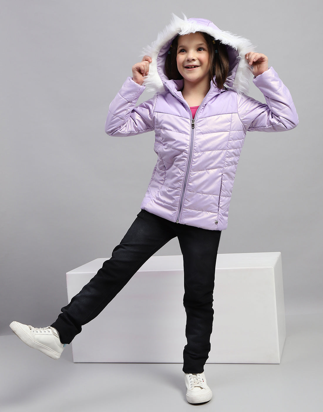 Buy Girls Purple Solid Hooded Full Sleeve Jacket Online in India ...