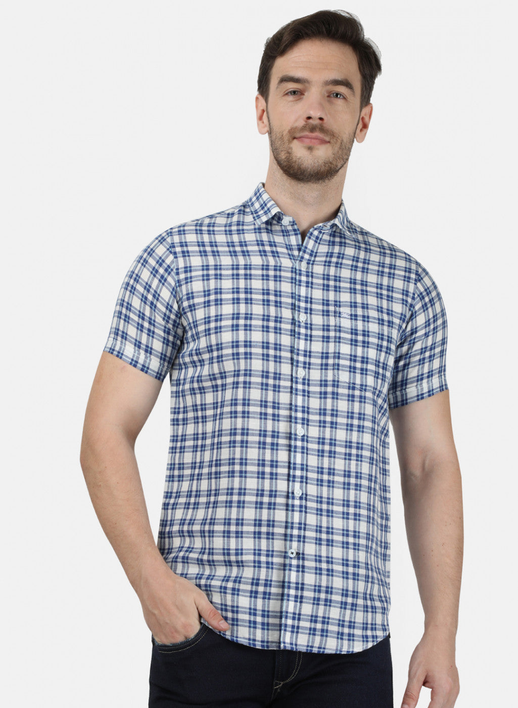 Buy Mens Blue Check Shirts Online in India - Monte Carlo