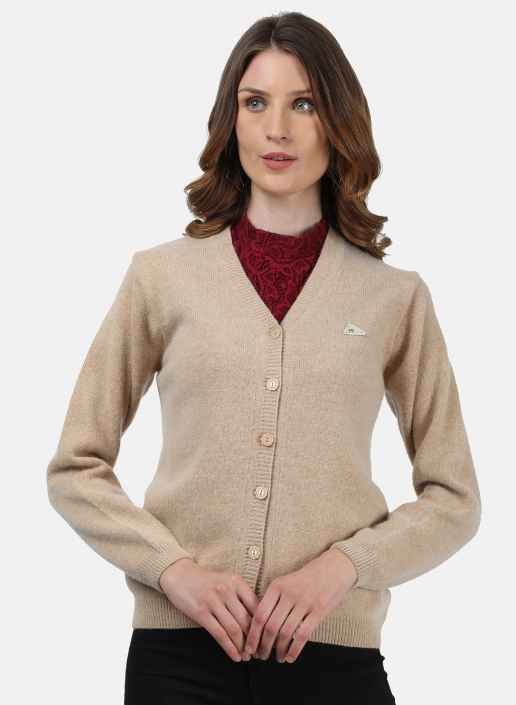 Buy Women Beige Solid Cardigan Online in India - Monte Carlo