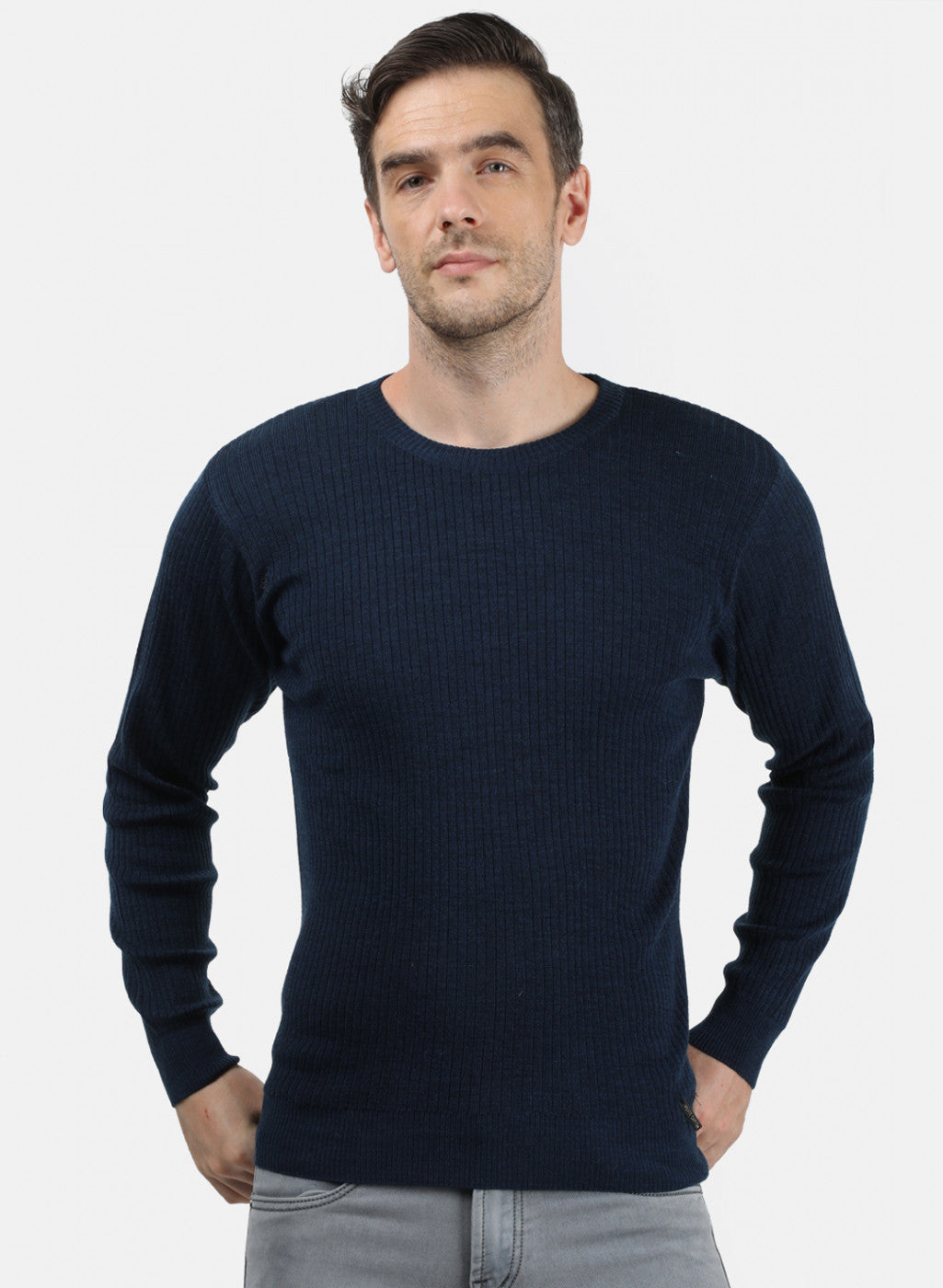 Buy Men Navy Blue Solid Pullover Online in India - Monte Carlo