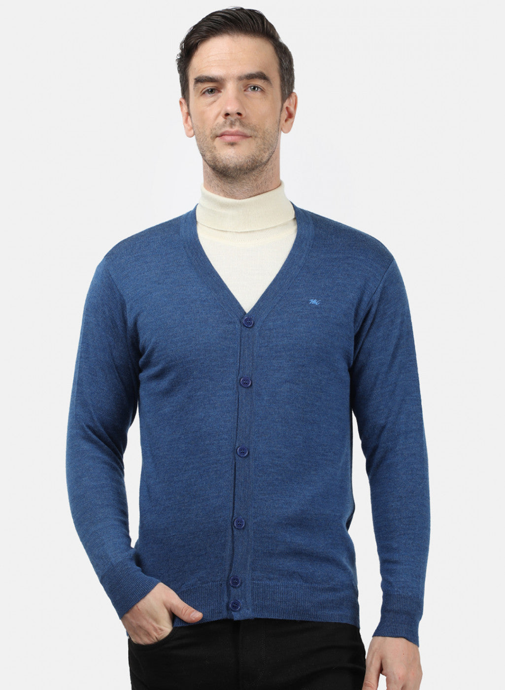 Buy Men Blue Solid Cardigan Online in India - Monte Carlo