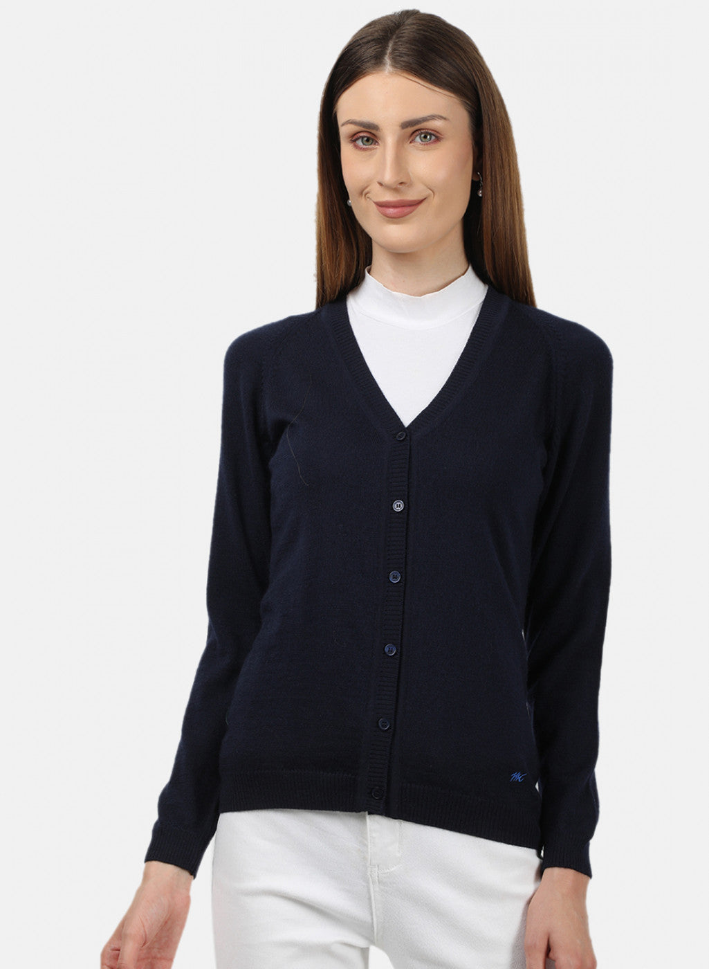 Buy Women Navy Blue Solid Cardigan Online in India - Monte Carlo