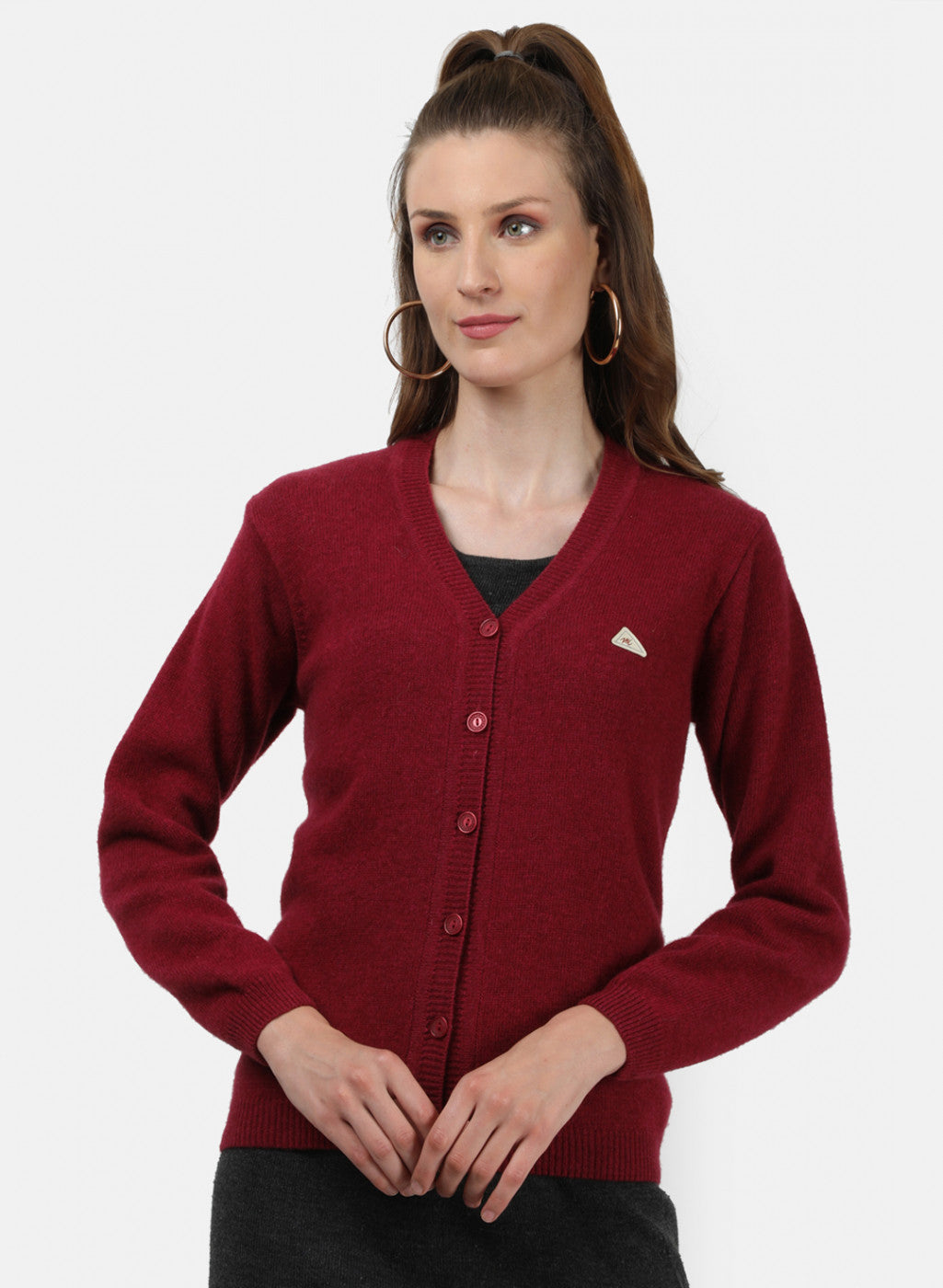 Buy Women Maroon Solid Cardigan Online in India - Monte Carlo