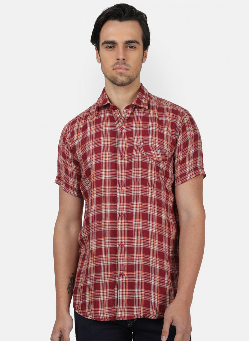 Buy Men Maroon Check Shirts Online in India - Monte Carlo