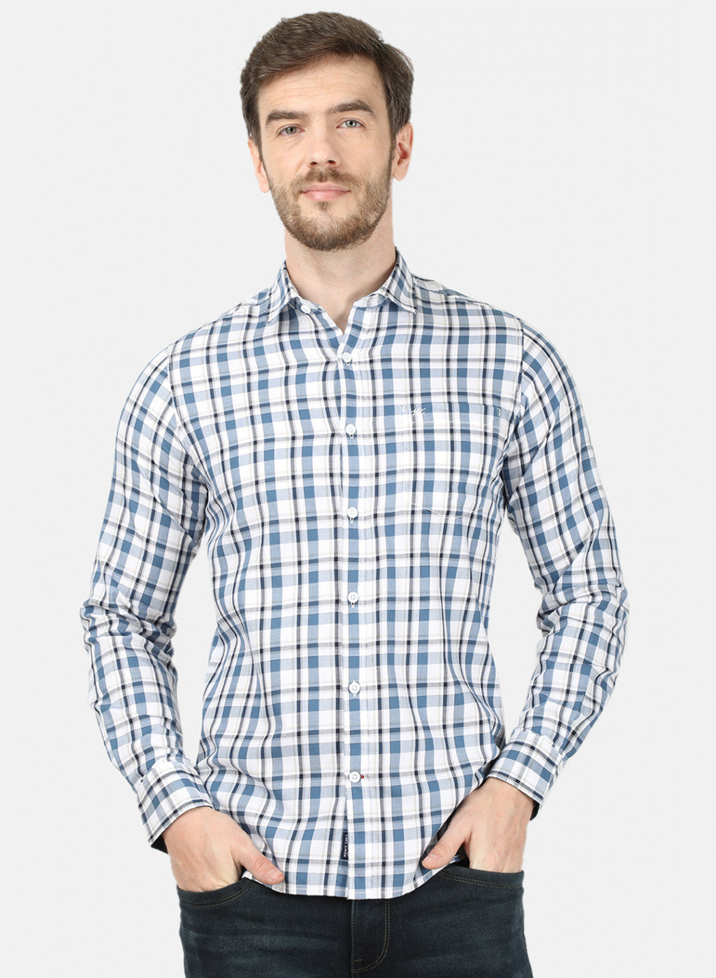 Buy Mens Blue Check Shirt Online in India - Monte Carlo