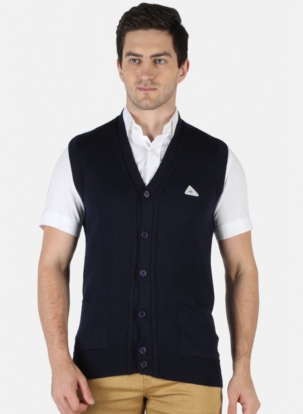 Buy Men Navy Blue Solid Cardigan Online in India - Monte Carlo