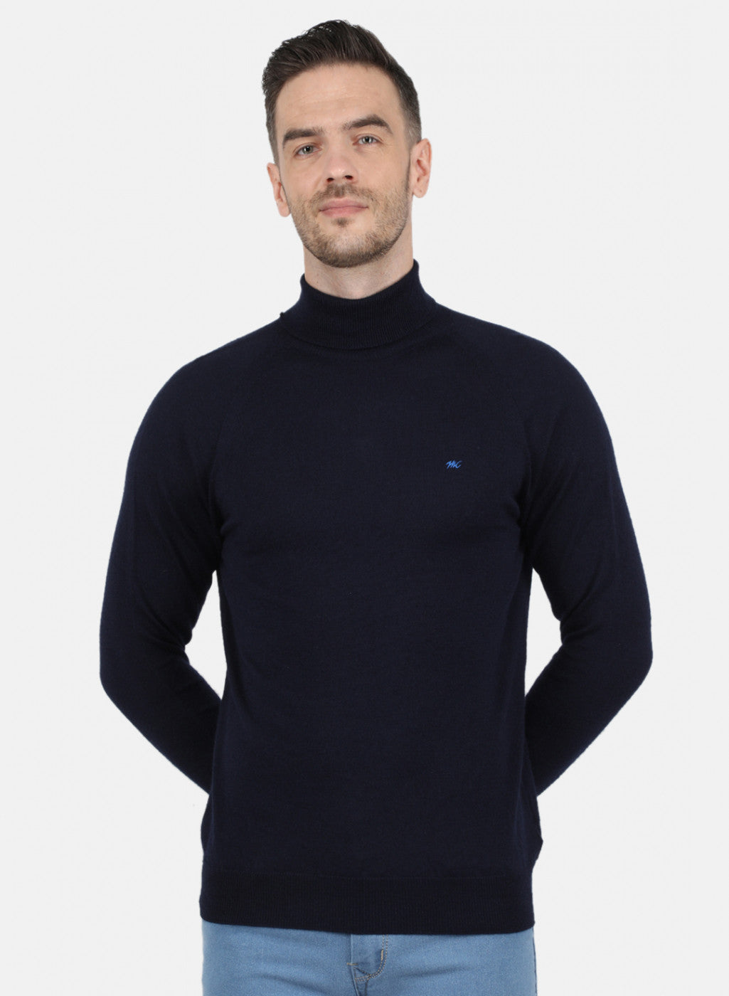 Buy Men Navy Blue Solid Pullover Online in India - Monte Carlo